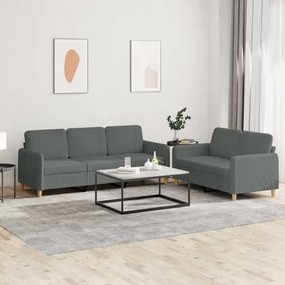 2dílná sedací souprava s poduškami tmavě šedá textil 3202119