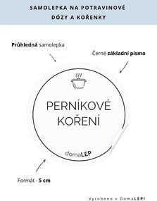 Samolepka na kořenky PERNÍKOVÉ KOŘENÍ bílá 5 cm základní písmo