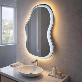 Tutumi Zrcadlo 80x55 cm s vyhříváním a regulovatelným LED osvětlením HOM-01516
