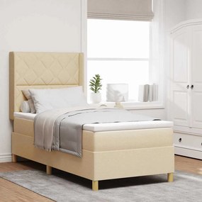 Postel s boxspringem s čelo Krémová 100 x 200 cm textil 3341887