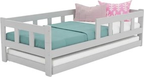 Benlemi Dřevěná jednolůžková postel FENCE 4v1 se zábranou a přistýlkou Zvolte barvu: Světle šedá, Zvolte rozměr: 80x190 cm, Zvolte zábranu: S jednou zábranou vpravo