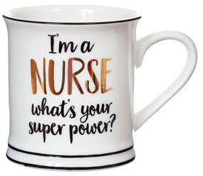Sass & Belle Porcelánový hrnek s nápisem I am a nurse what is your super power? 400ml