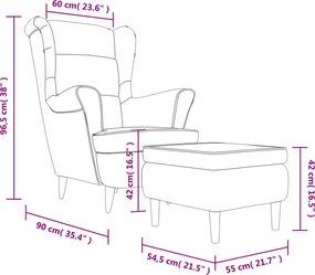 vidaXL Křeslo ušák se stoličkou samet [3115930] Barva: Tmavě šedá