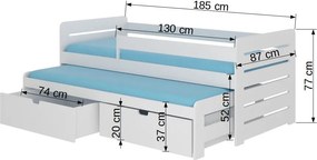 ADRK Furniture Postel dvojitá s bariérou a matracemi TOMI 180x80 CH-Tom-G-186+M-E459