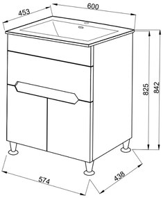 Lavedo Marco Kante 60 koupelnová skříňka s umyvadlem z litého mramoru