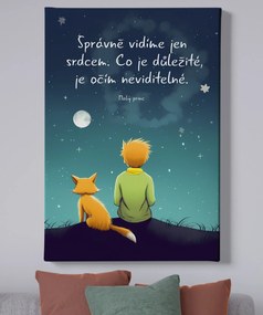 Obraz na plátně - Správně vidíme jen  srdcem. Co je důležité, je očím neviditelné.  Malý princ (v trávě) FeelHappy.cz Velikost obrazu: 60 x 90 cm