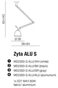 Industriální lustr Zyta S hliníkové
