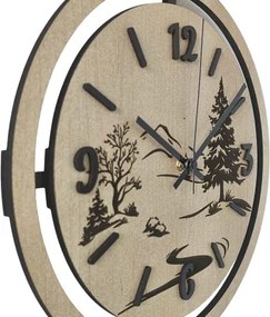 Dřevěné nástěnné hodiny s motivem lesa - moderní design | SENTOP HDF0607-čiene-ruky
