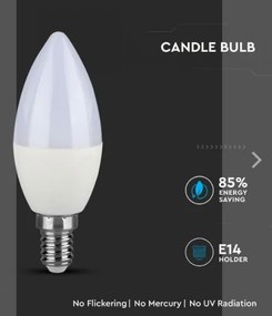 V-TAC Led Candle žárovka-E14 5,5W 3000K (teplá) 470Lm