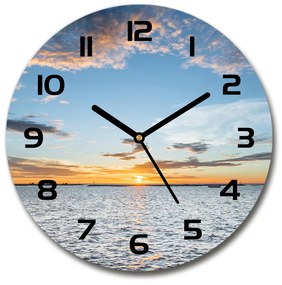 Wallmuralia Skleněné hodiny kulaté Západ slunce nad mořem fi 30 cm