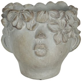 Květináč v designu busty hlavy s květinami Tete - 16*15*13 cm