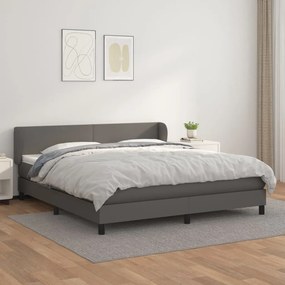 Box spring postel s matrací šedá 180x200 cm umělá kůže 3127209