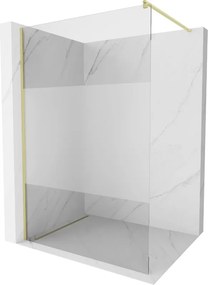 Mexen Kioto, sprchová zástěna Walk-In 100 x 200 cm, 8mm čiré sklo-námraza, zlatý matný profil, 800-100-101-55-35