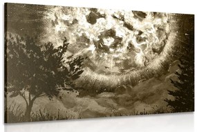 Obraz zářivý měsíc na noční obloze v sépiovém provedení Varianta: 90x60