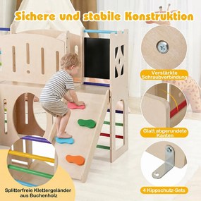 Costway 8-in-1 Vnitřní hřiště Dřevo se skluzavkou Lezecký žebřík Lezecká rampa