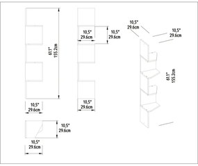 Rohová nástěnná police DESALDO 155,2x29,6 cm hnědá