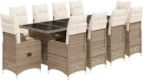 11dílný zahradní bistro set s poduškami béžový polyratan 3277300