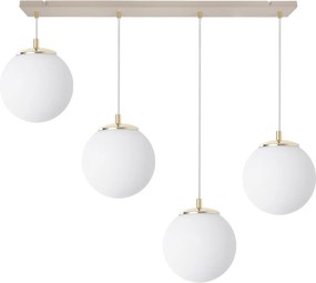 Závěsné svítidlo Florence, 4x bílé skleněné stínítko, g/be