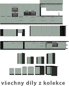 ARIA sc | vysoká skříňka 60 DKS-210 3S1F potravinová | UNI DVÍŘKA | 60 cm | PREMIUM BOX | černá/aquamarine