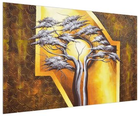 Orientální obraz stromu a slunce (120x80 cm)