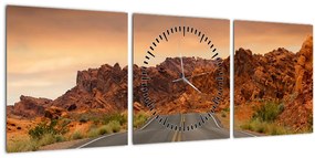 Obraz cesty v horách (s hodinami) (90x30 cm)