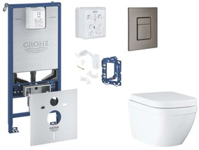 Grohe Rapid SLX - Set předstěnové instalace, klozetu, sedátka SoftClose, tlačítka Skate Cosmopolitan a sady pro vhazování tablet, Triple Vortex, kartáčovaný Hard Graphite SANI11BB5128