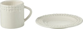 Bílý keramický šálek s podšálkem Hella White - 14*14*9 cm