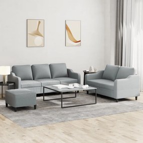 3dílná sedací souprava s poduškami světle šedá textil 3201842