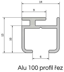 AluDeco Záclonová kolejnice ALU 100, do stropu, s kluznými jezdci, bílá Rozměr produktu: 201 - 250 cm