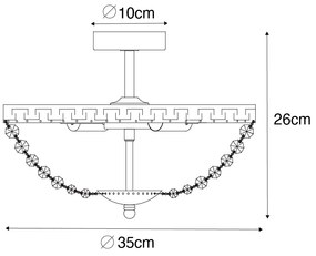 Klasické stropní svítidlo bronzové a křišťálové 3-světlo - Mondrian