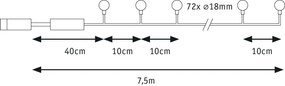 Paulmann Plug&Shine světelný řetěz, 72 LED světýlek, délka 7,5m IP44, 24V