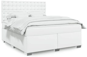 Box spring postel s matrací bílá 180x200 cm umělá kůže 3293033