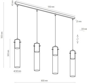 Lustr na lanku LOOK GRAPHITE 4xGU10/10W/230V