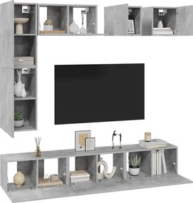 8dílný set TV skříněk betonově šedý kompozitní dřevo 3079124