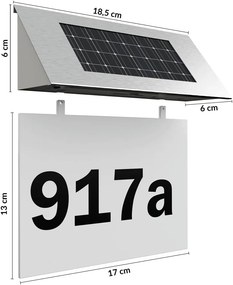 LED Solární domovní číslo bílé