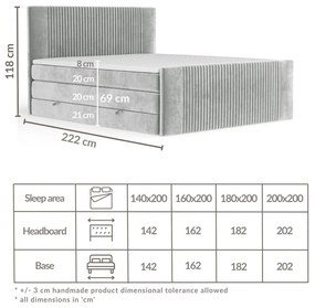 Modrá boxspring postel s úložným prostorem 200x200 cm Bergamo – Maison de Rêve
