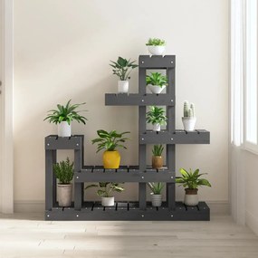 Stojan na rostliny šedý 92 x 25 x 97 cm masivní borové dřevo - Default Title
