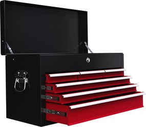 HOMCOM kufr na nářadí 6 zásuvek zámek box na nářadí rukojeť box na nářadí ocelový červený+černý 60x26x34cm | Aosom