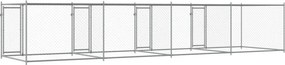 Klec pro psy s dvířky šedá 8 x 2 x 1,5 m pozinkovaná ocel 3209575