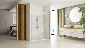 Rea Hugo, 1-křídlé výklopné sprchové dveře 100x200 cm + sprchová zástěna 30x200 cm, zlatá matná, KPL-45205