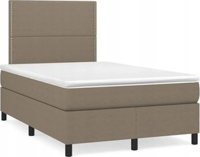 Box Spring Postel S Matrací Textil Taupe Hladké s hřebíky 120 x 190 cm