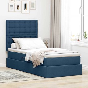 Postel s úložným prostorem a matrací Modrá 90 x 200 cm textil 3371885