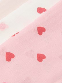 Sinsay - Sada mušelínových plenek se vzorem srdíček - pastelová růžová