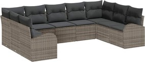 Set pohovek 9 ks Šedá [Syntetika]: Poly Ratan 3346199