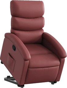 Zvedací polohovací křeslo vínové umělá kůže 3204044