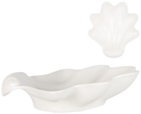 Bílá keramická mísa ve tvaru mušle Shell Bowl - 23*22*6 cm