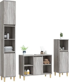 3dílný set koupelnového nábytku šedý sonoma kompozitní dřevo 3185619