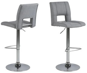 Designová barová židle Nerine světle šedá a chromová