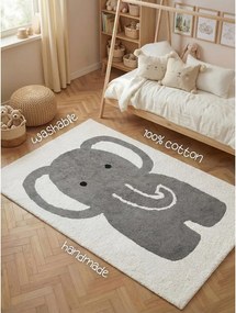Šedý/krémový pratelný/ručně tkaný bavlněný dětský koberec 140x200 cm Snuggle Emil – Hanse Home