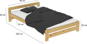 Maxi Postel z masivu Evropa 90 x 200 cm - barva Borovice + matrace SUPERFLEX
